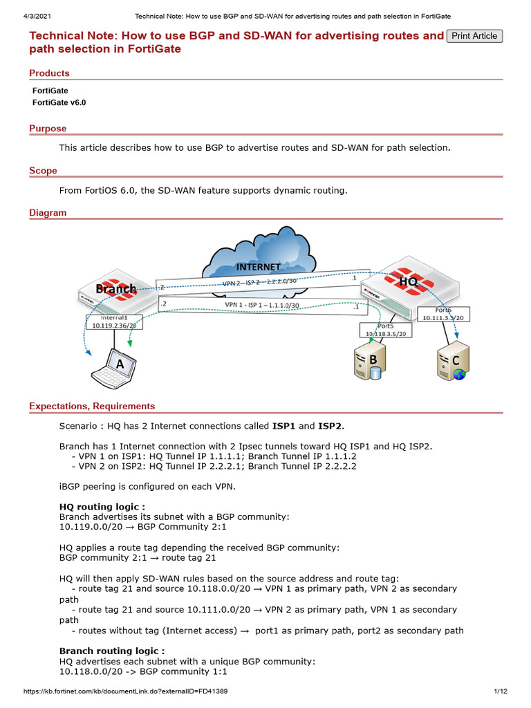 How How To Use BGP and SD-WAN For Advertising Routes and Path Selection ...