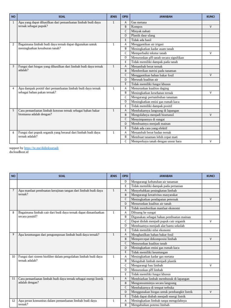 Template Soal Pkwu X 1 | PDF