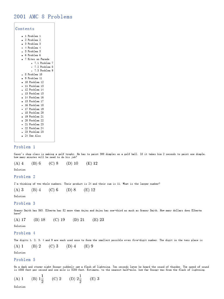 2001 Amc8 | PDF