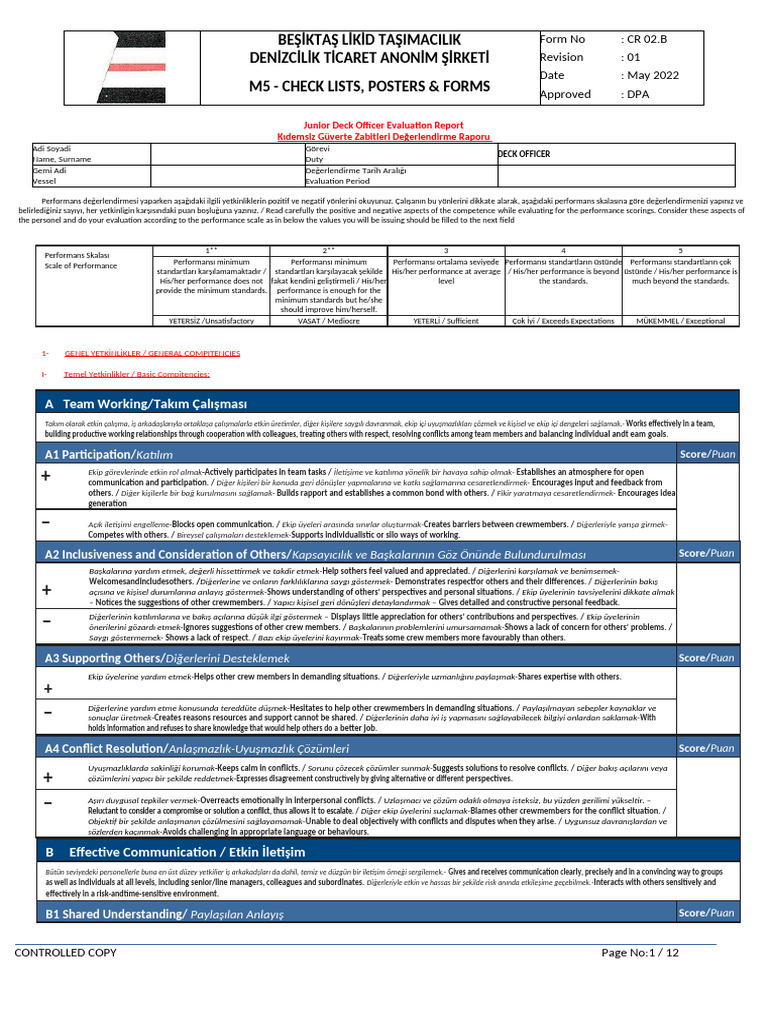 CR 02.B - Junior Deck Officer Evaluation Report Ok | PDF