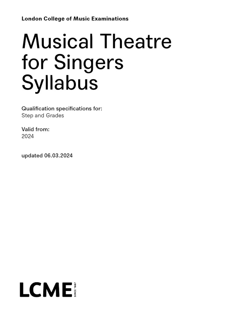 Musical Theatre For Singers Syllabus 2024 | PDF