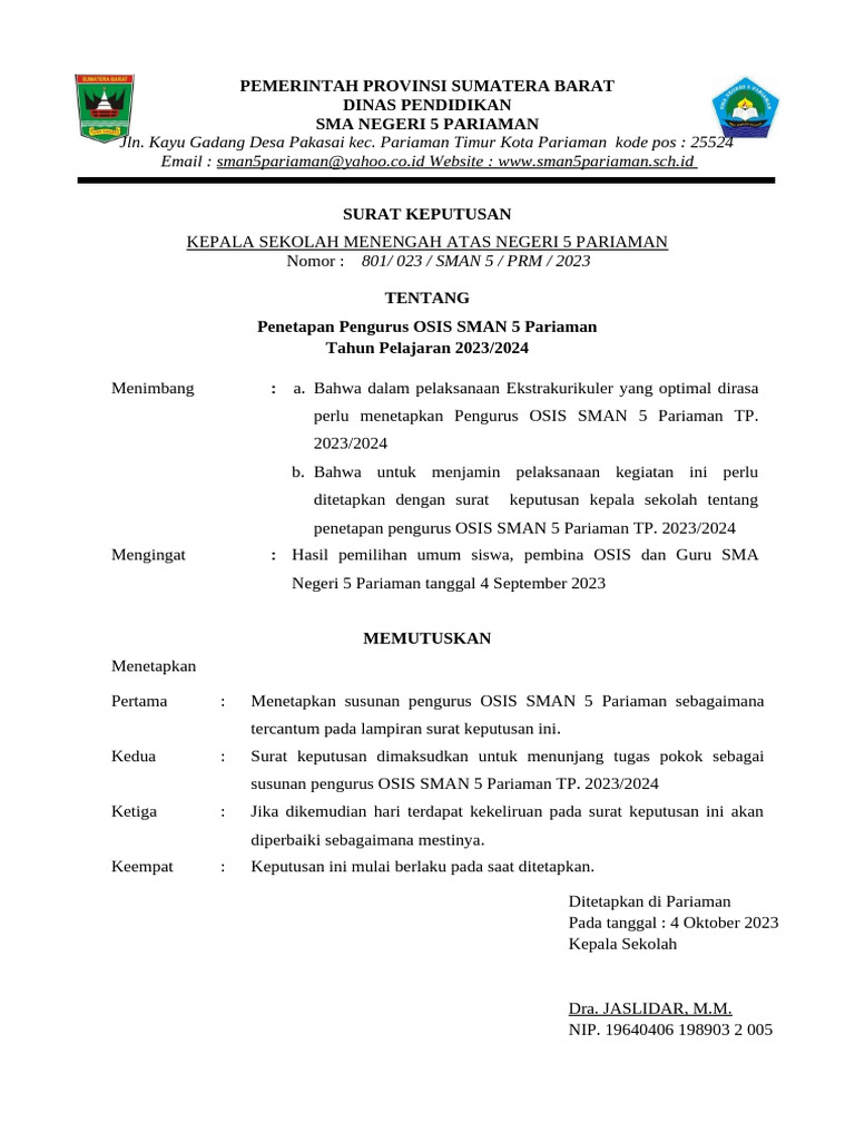 SK Osis Tp. 2023 2024 | PDF