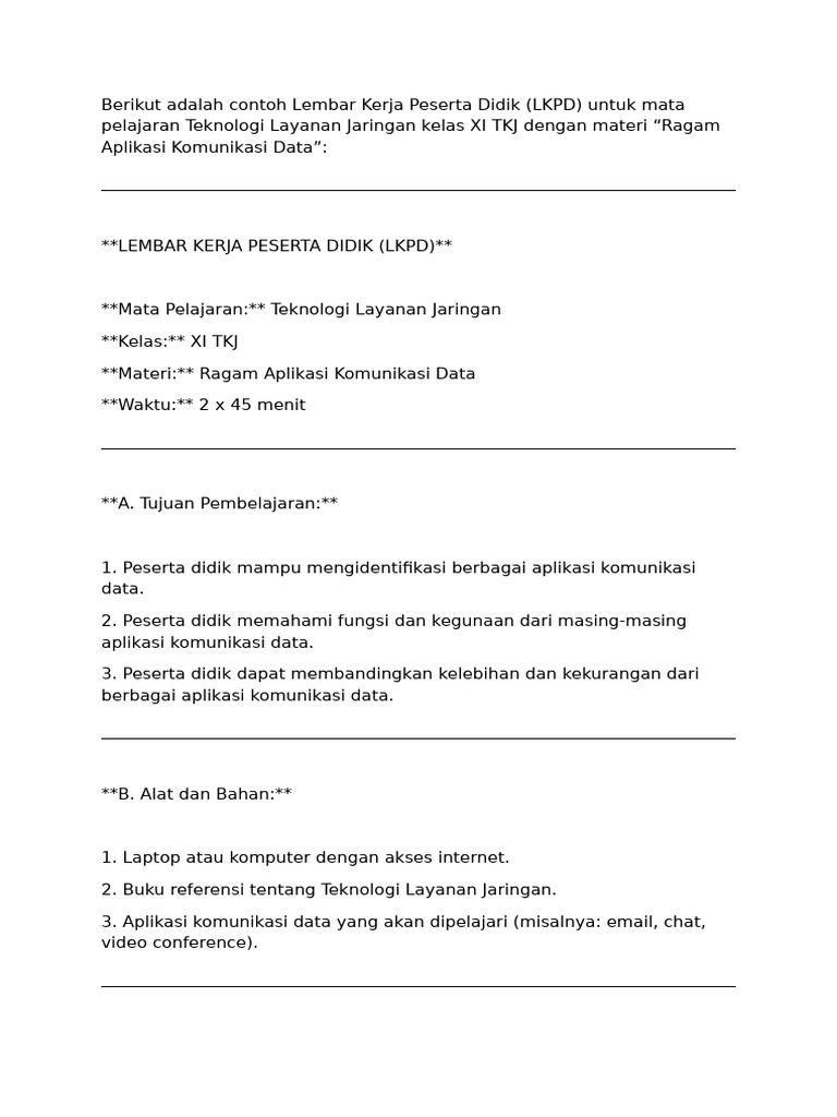 LKPD TLJ Bab 1 | PDF