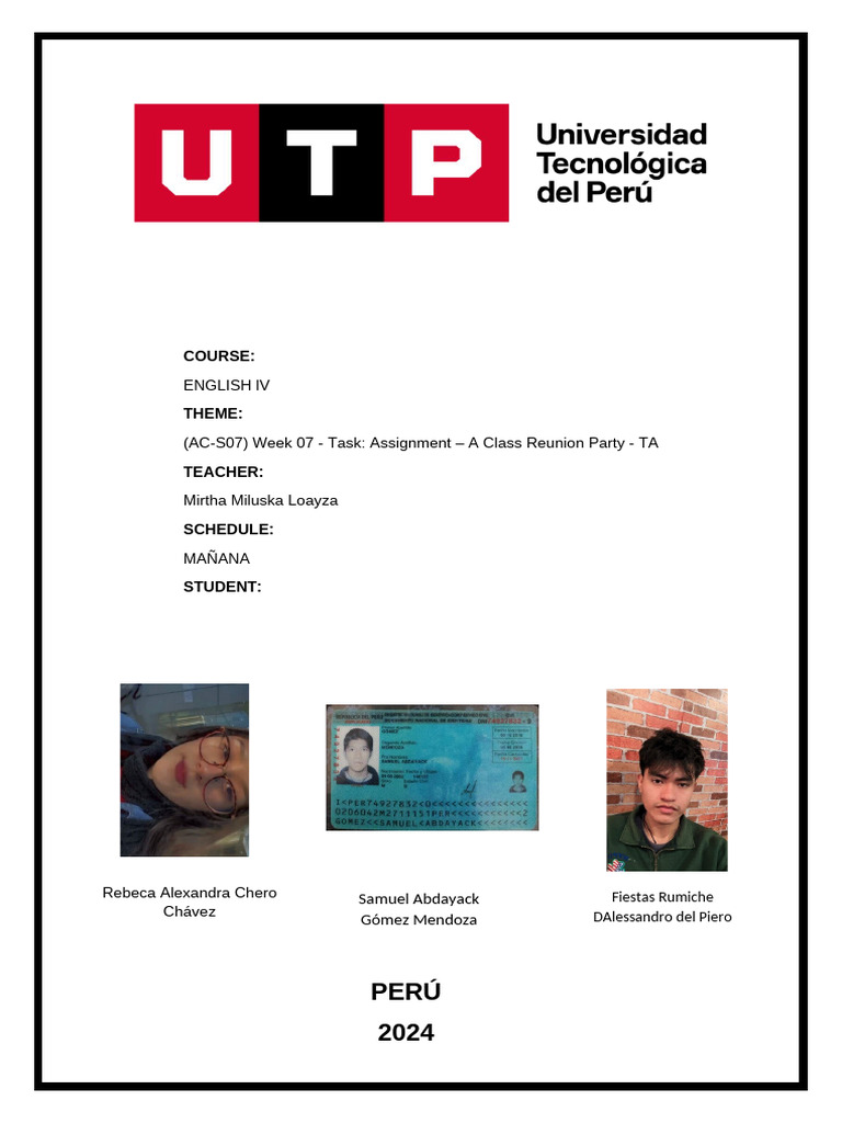 Week 07 - Task Assignment - A Class Reunion Party - TA | PDF