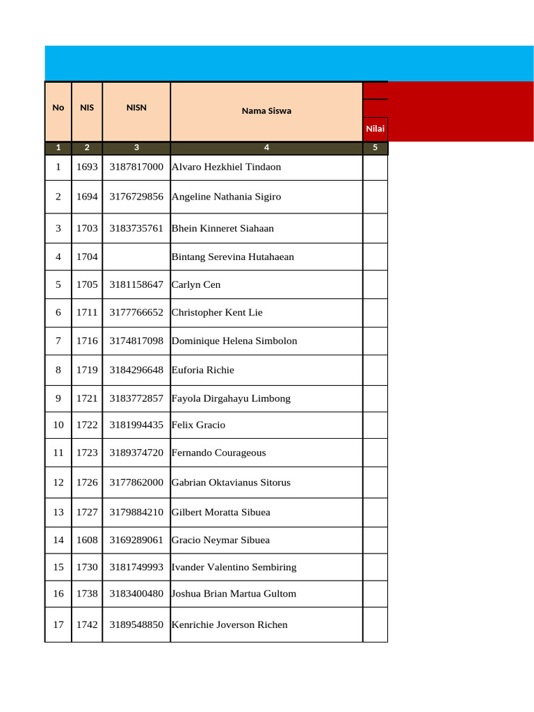 Mapel: Agama Nilai 1 2 3 4 5 | PDF