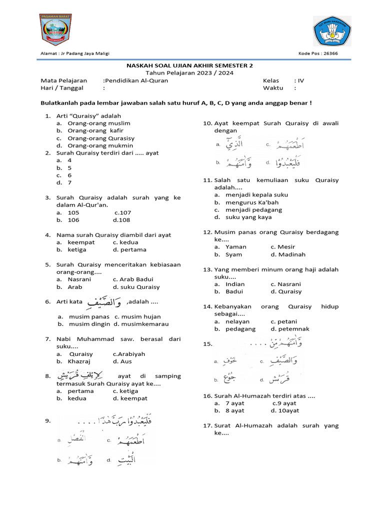 Soal PQ Kelas 4 | PDF