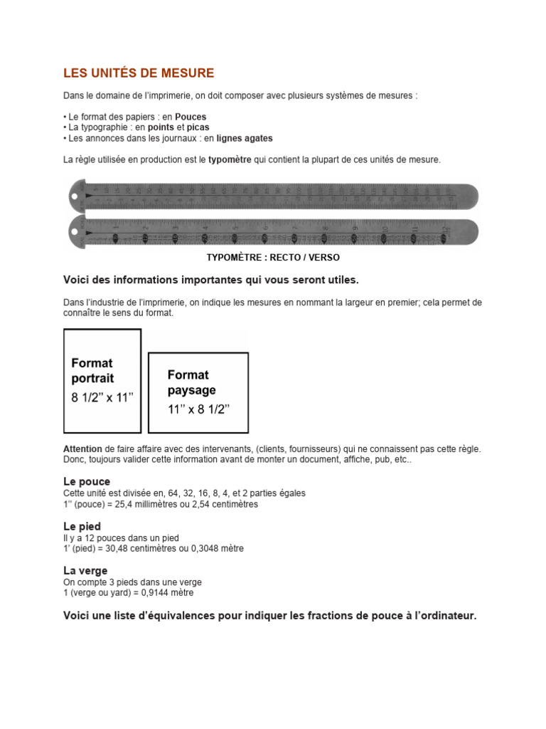 Les Unites de Mesure | PDF