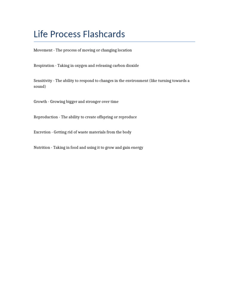 Life Process Flashcards | PDF