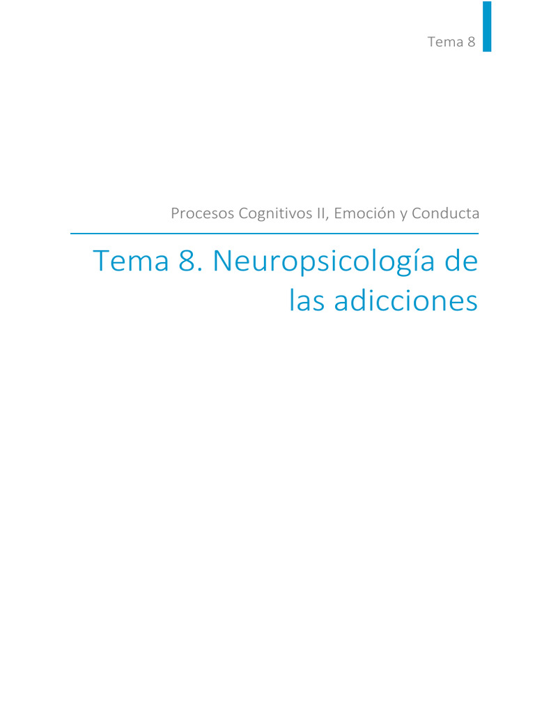 Tema 8 Neuropsicologia de Las Adicciones | PDF