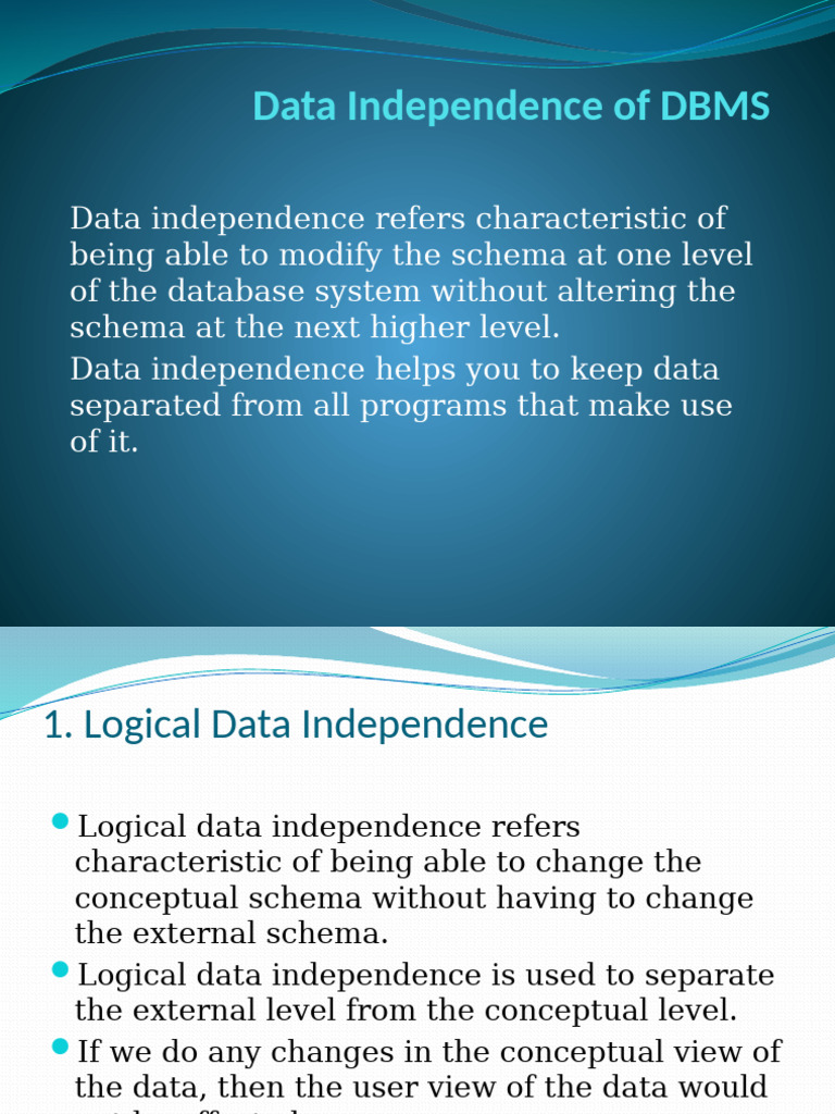 Data Independence of DBMS | PDF