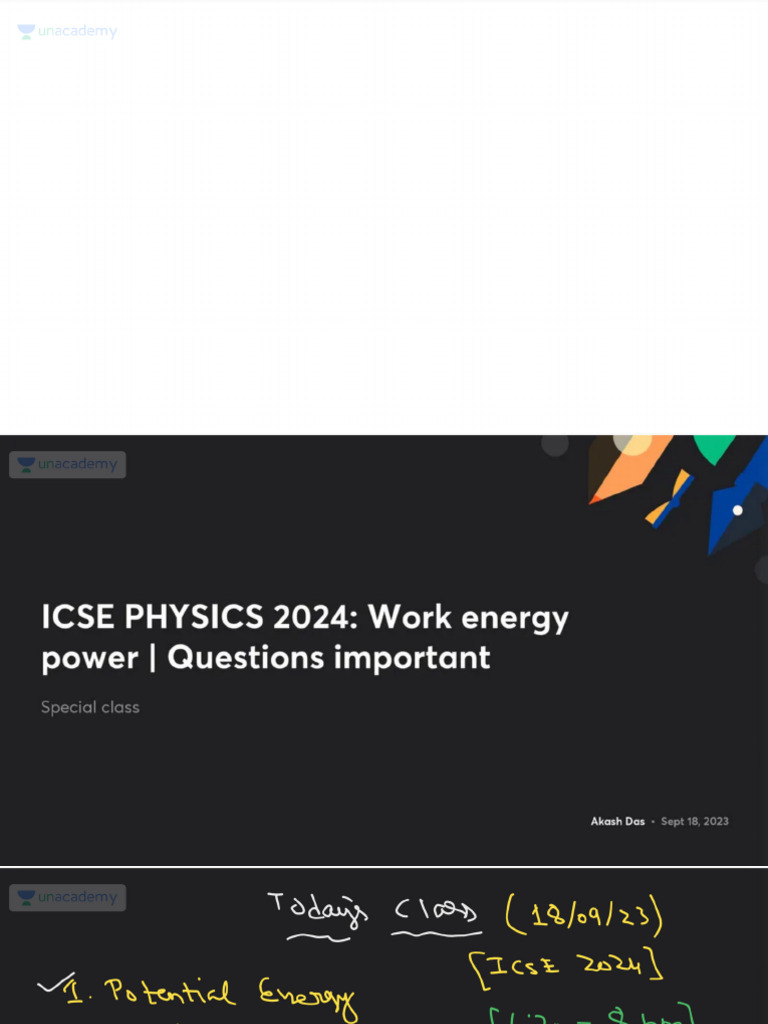 ICSE PHYSICS 2024 Work Energy Power Questions Important With Anno | PDF