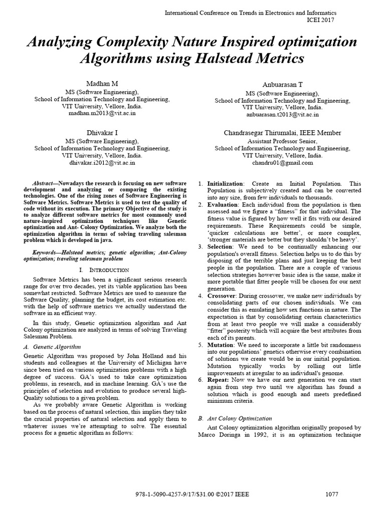 Analyzing Complexity Nature Inspired Optimization Algorithms Using ...