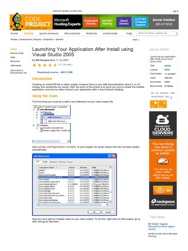 Setup Launching Your Application After Install Using Visual Studio 2005 ...