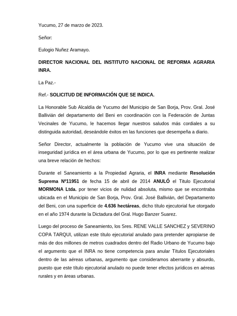 Solicitud INRA | PDF