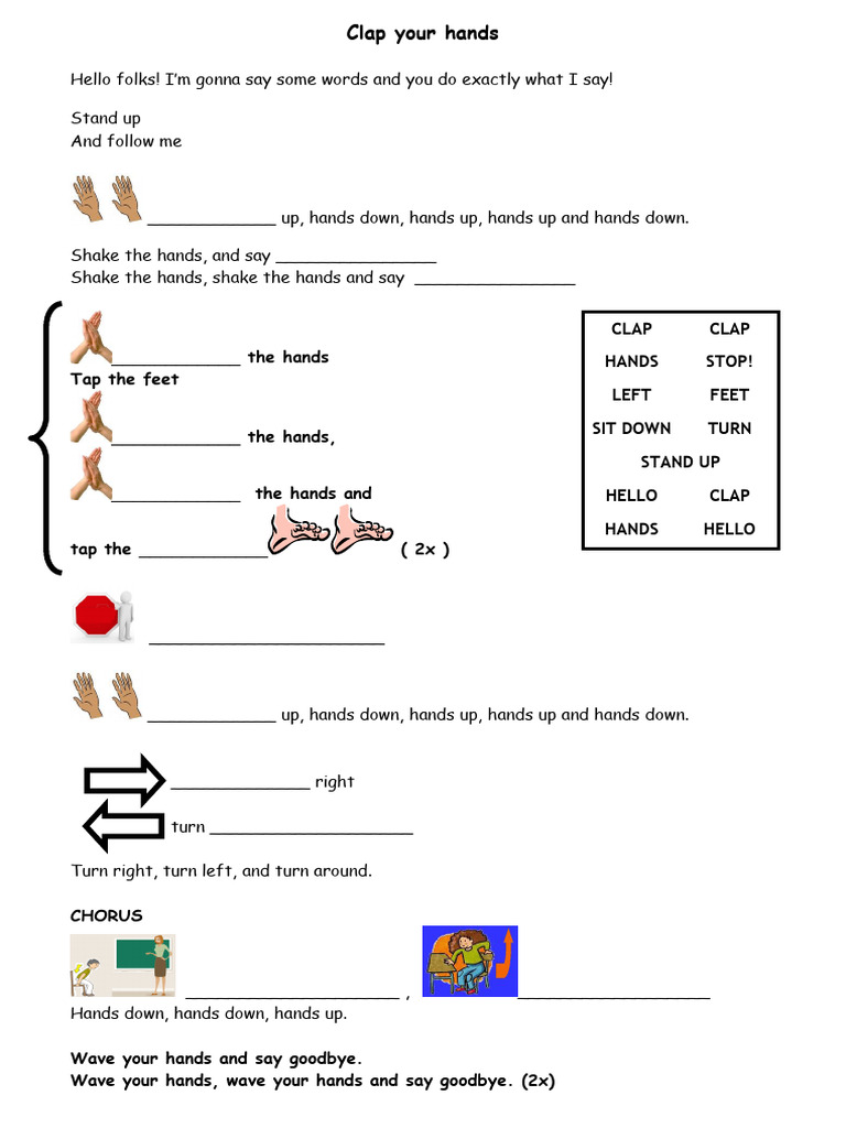 Clap Your Hands - Song - Exercise - 1 | PDF