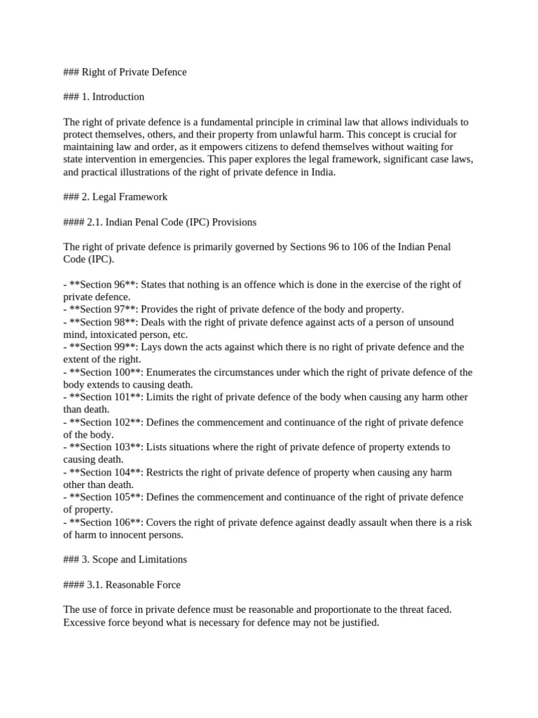 Right of Private Defence0000000 | PDF | Self Defense | Criminal Law
