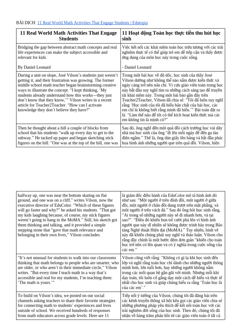 11 Real World Math Activities That Engage Students | PDF