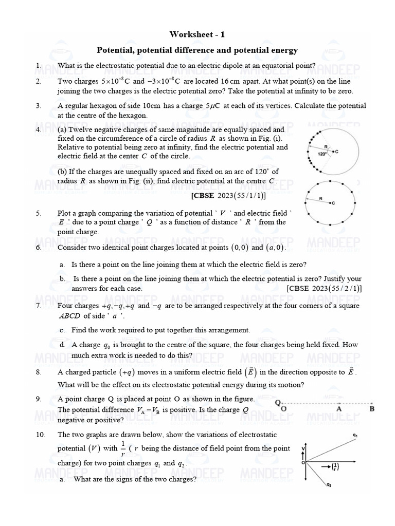 Chapter 2 WS 1 Potential and Potential Energy | PDF