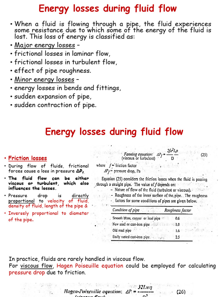 Energy Losses - Fluid Flow | PDF