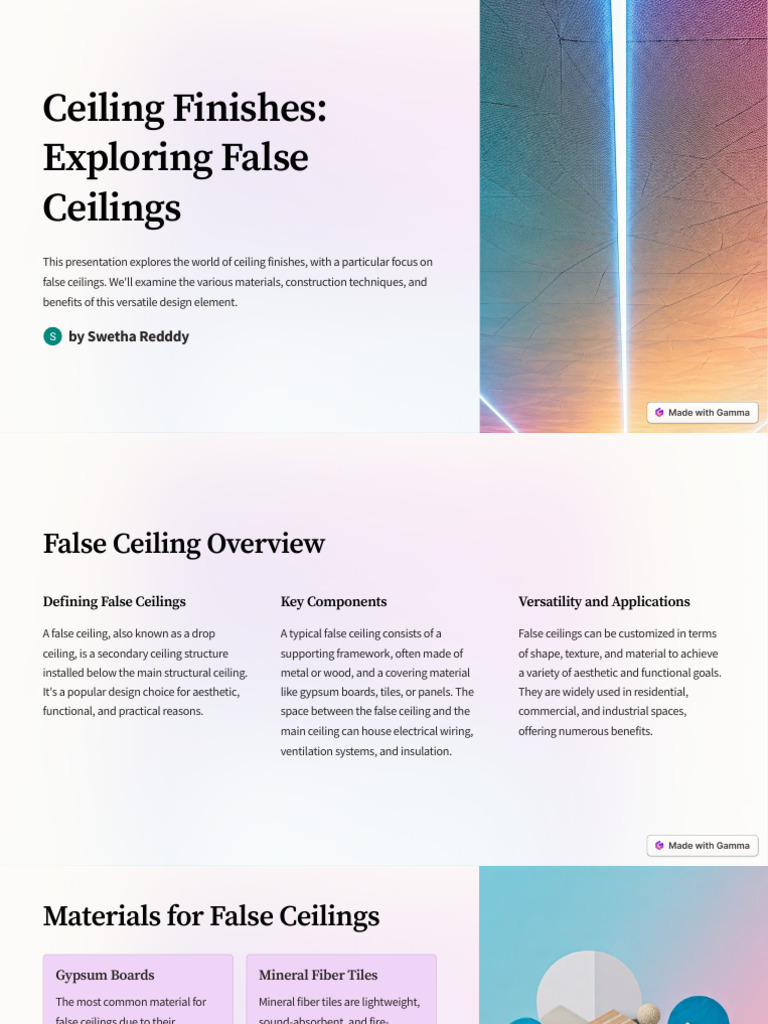 Ceiling Finishes Exploring False Ceilings | PDF