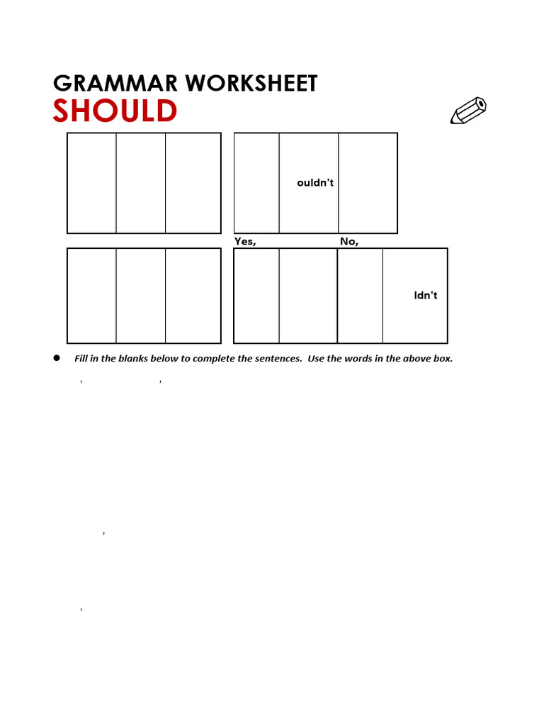 Grammar Worksheet: Using "Should" | PDF