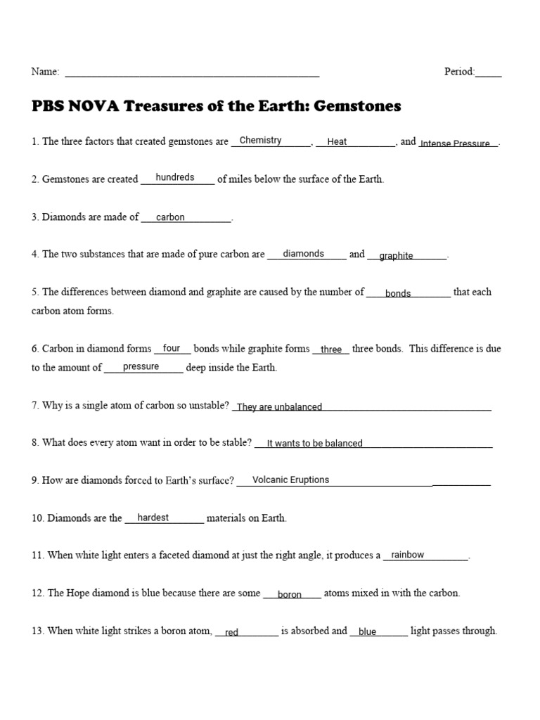 Lily Maddox - PBS NOVA Treasures of The Earth - Gemstones Student | PDF ...