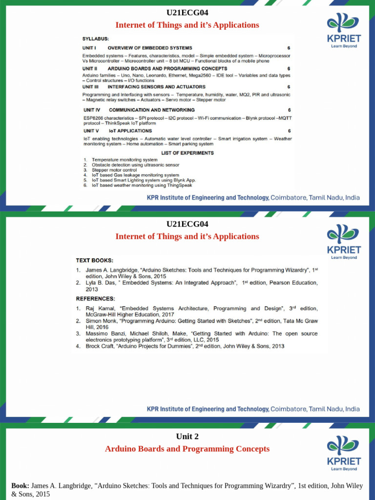 IoT and Its Applications - Unit 2 | PDF