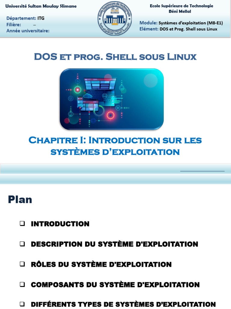 Cours DOS-Linux-Chapitre 1-Intro À SE-1 | PDF | Système d'exploitation ...