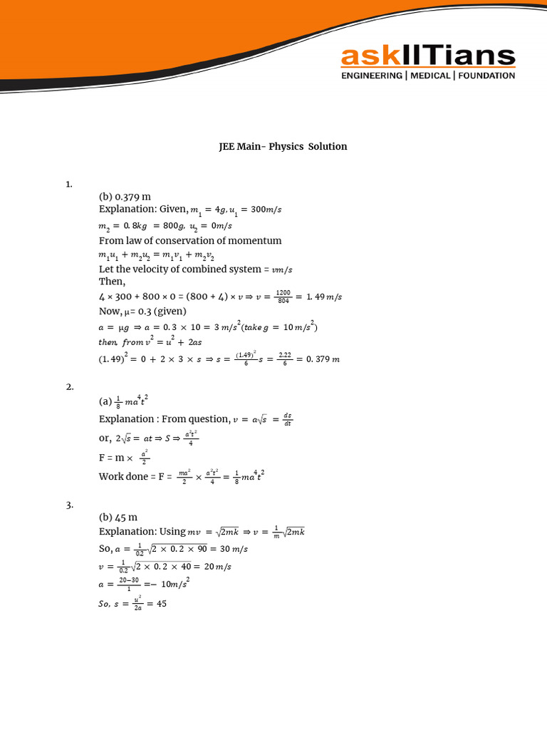 Grade 12th JEE Advance Paper Answer.docx - Google Docs | PDF