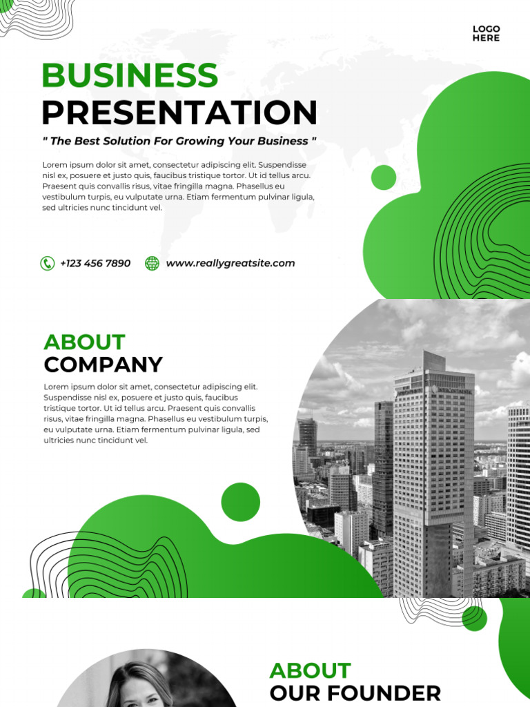 Green Business Presentation Slide Template Design Set.pdf | PDF