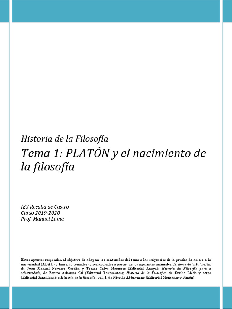 Tema 1 - Platón. | PDF