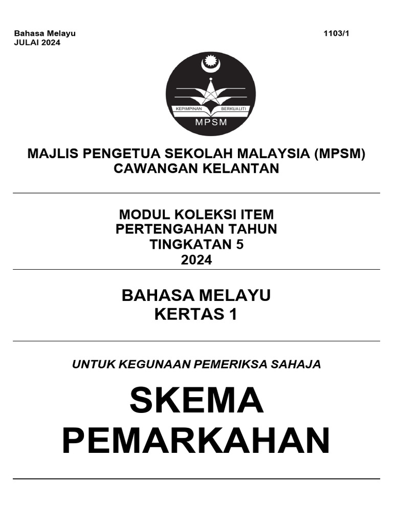 Skema Bahasa Melayu K1 T5 | PDF