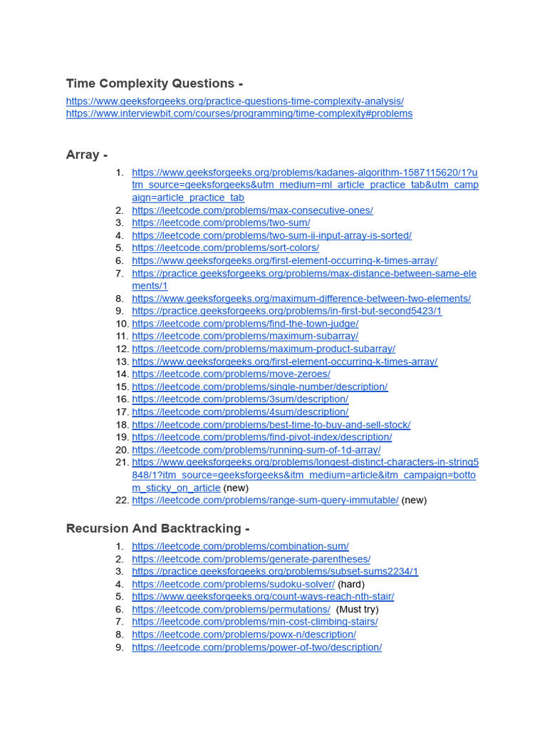 Questions DSA - Interview specific | PDF