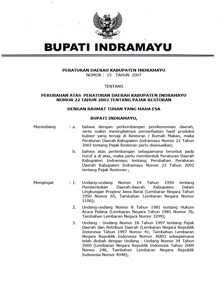 Perda 15 Tahun 2007 | PDF