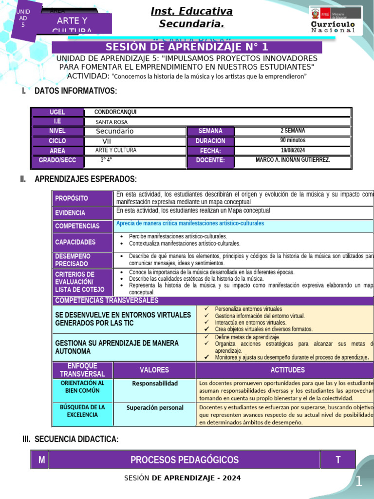 3° 4° Ses Act 01-Ayc-U5 | PDF