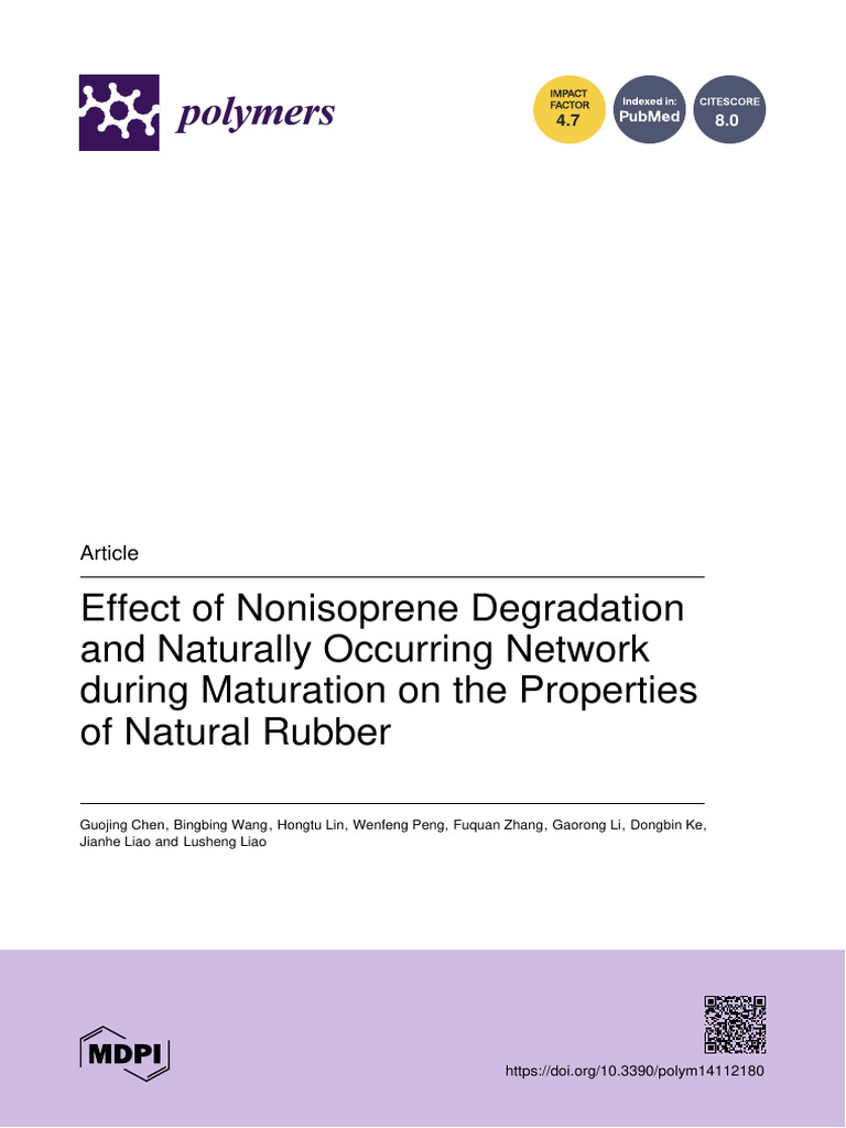 Polymers 14 02180 With Cover | PDF | Natural Rubber | Technology ...