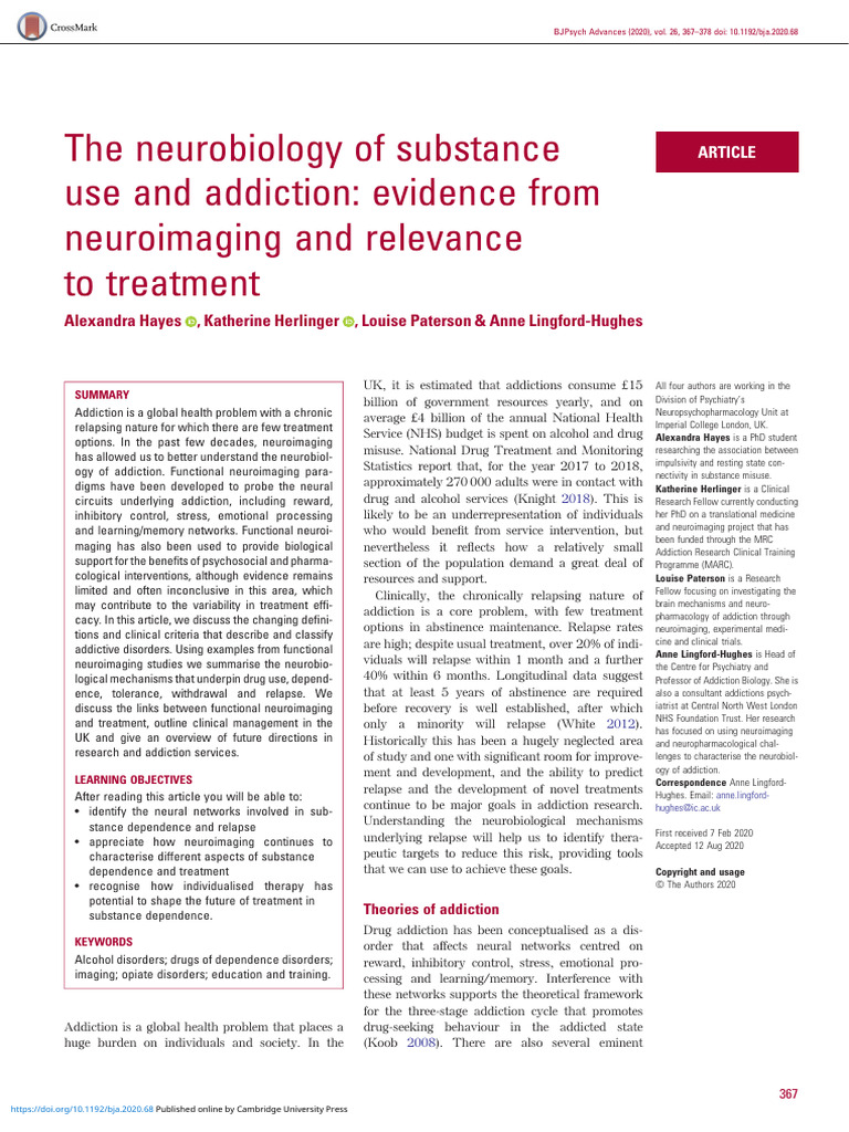 Hayes - The Neurobiology of Substance Use and Addiction (2020) | PDF