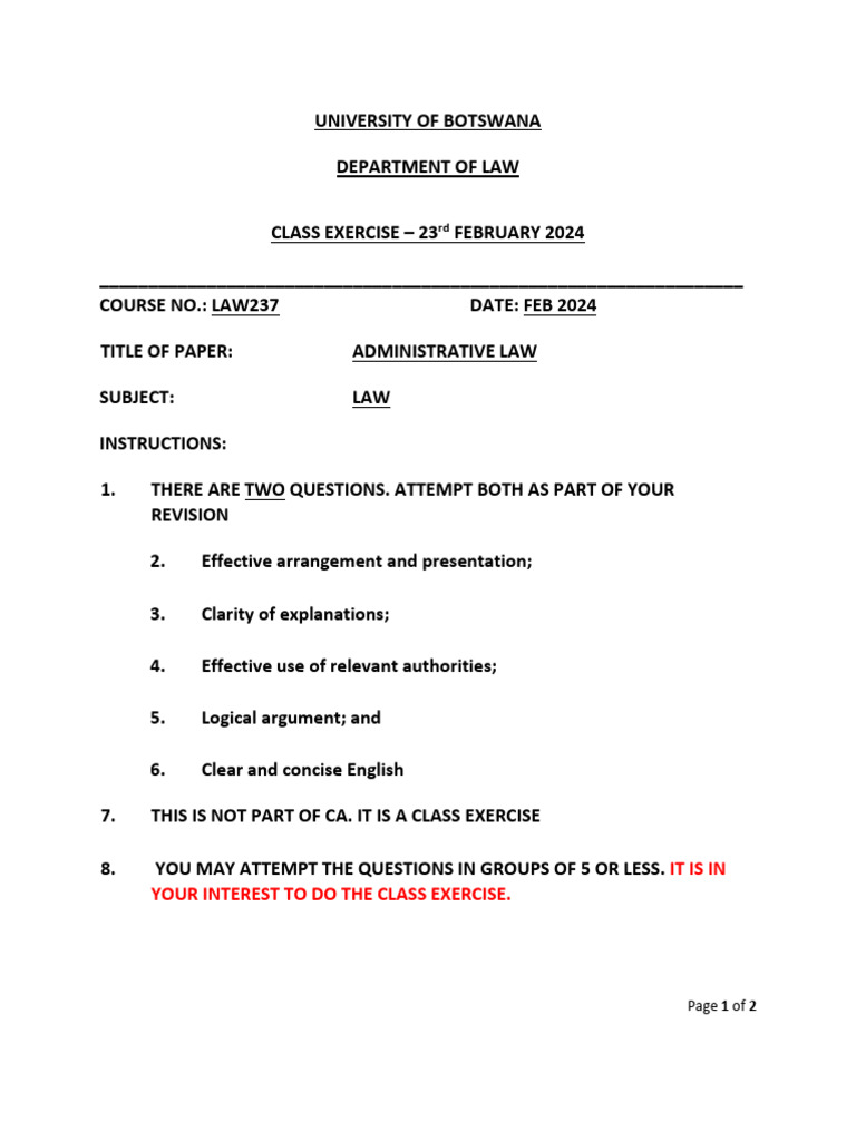 CLASS EXERCISE 23 FEBRUARY 2024 | PDF CLASS EXERCISE 23 FEBRUARY 2024 | PDF