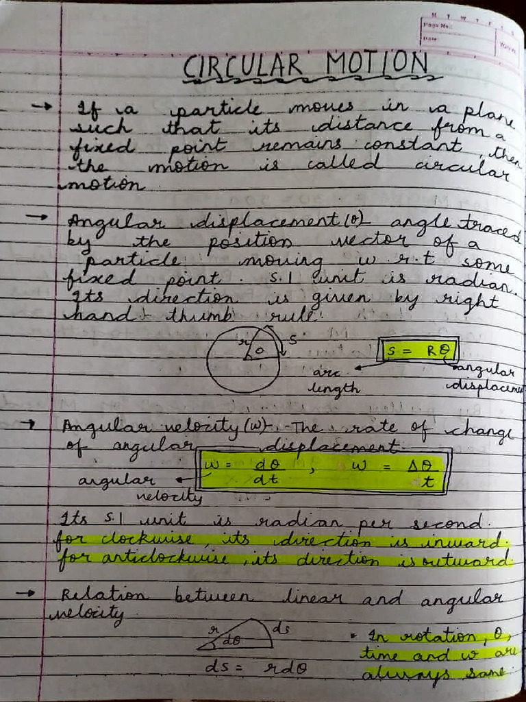 Phy_Circular Motion_Notes | PDF