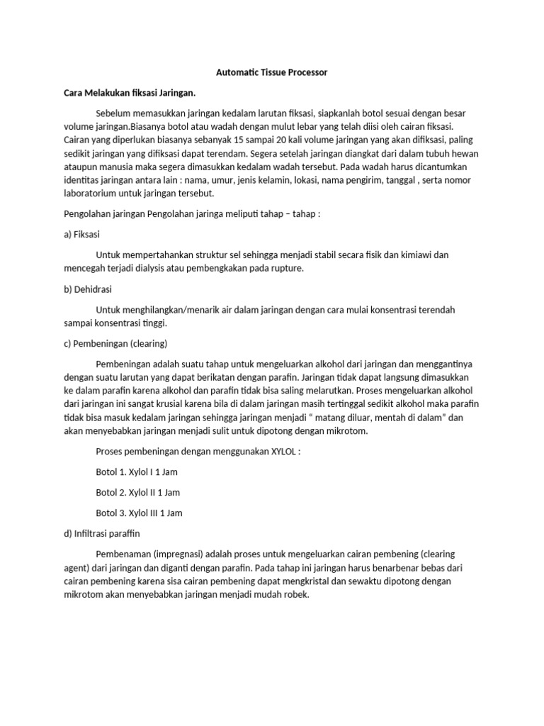 Automatic Tissue Processor Pdf