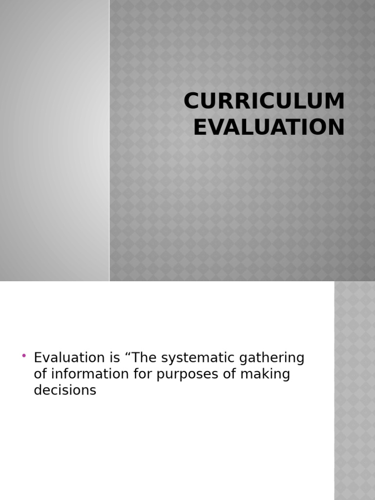 Curriculum Evaluation | PDF