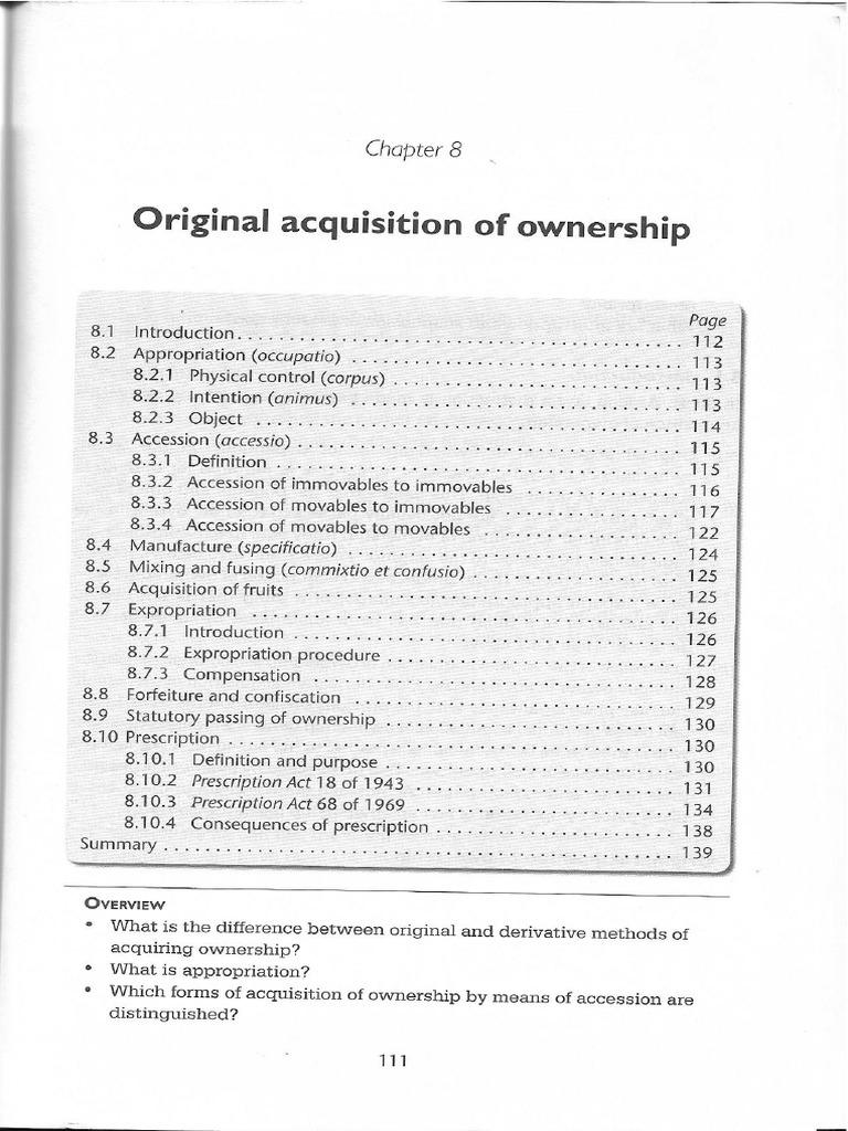 Chapter 8-Original Acquisition of Ownership | PDF