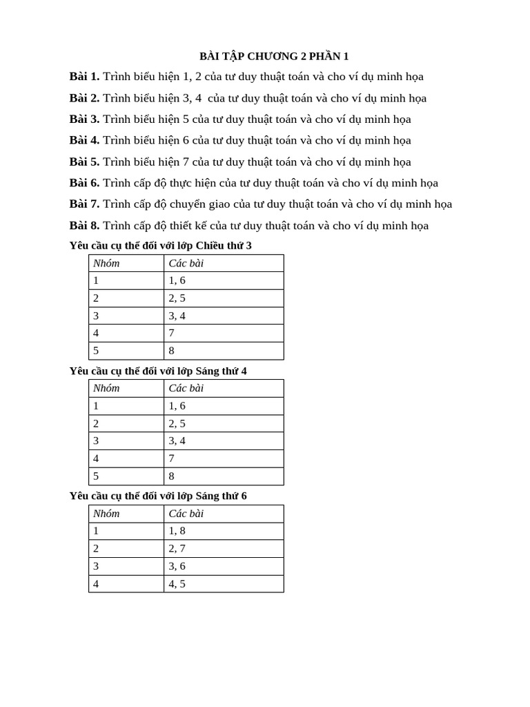 Chuong 2 - Bai Tap Phan 1 | PDF