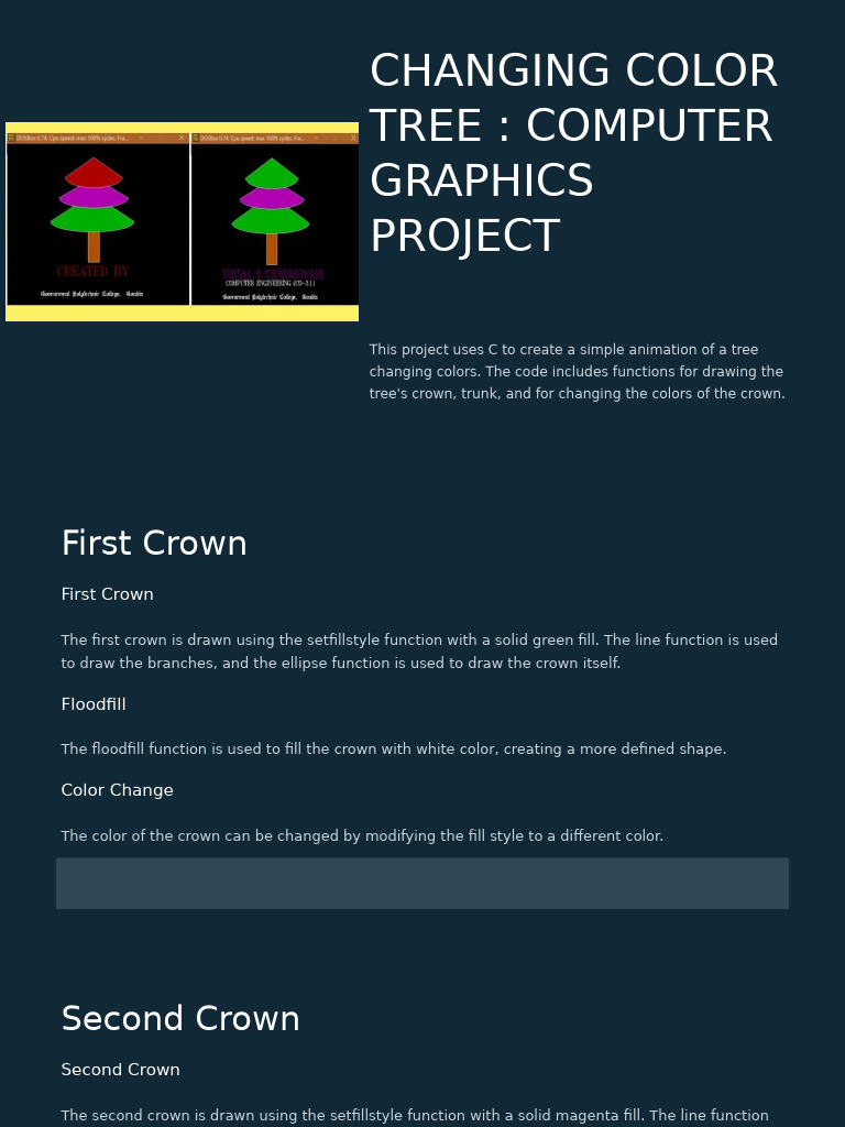 Changing Color Tree Computer Graphics Project | PDF