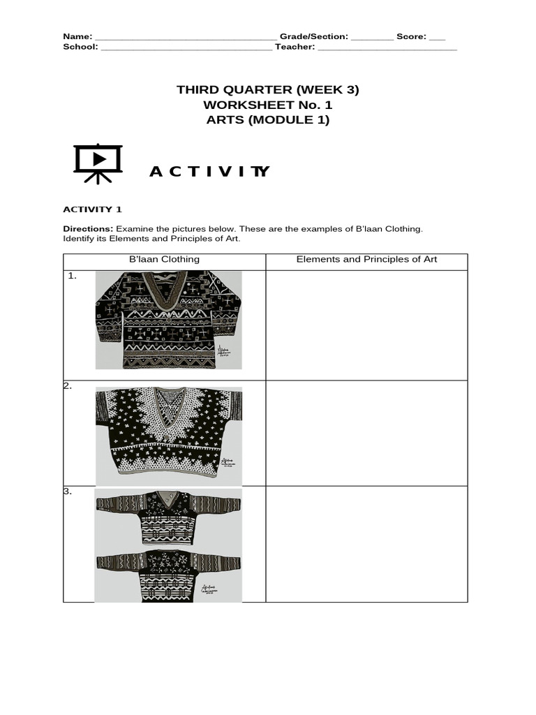 Q3 Week3 Arts Worksheet1 | PDF