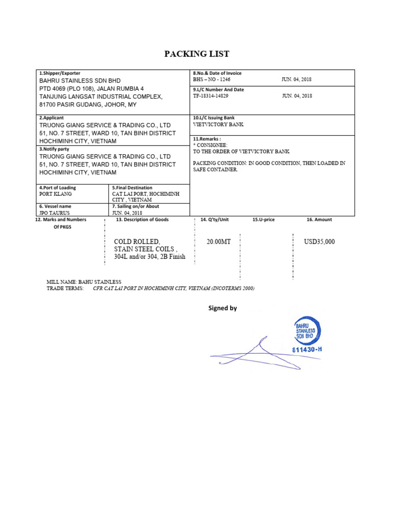 4.packing List 2 | PDF