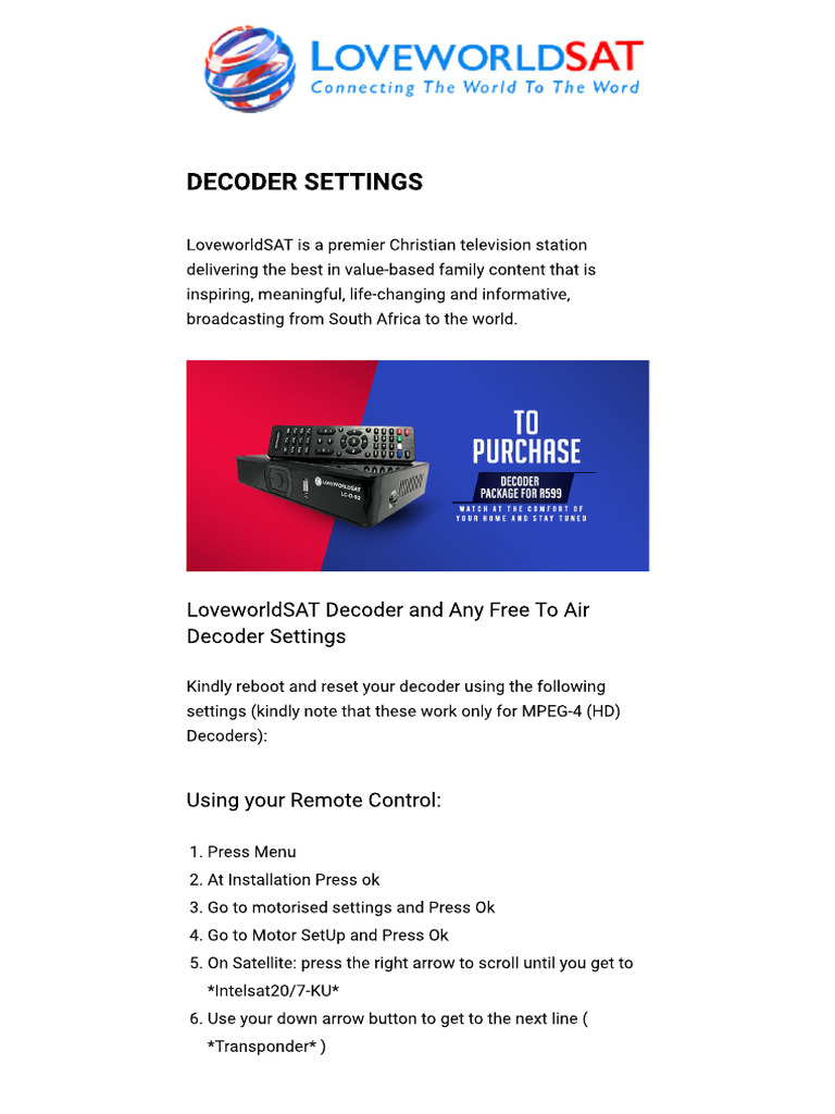 Decoder Settings | PDF
