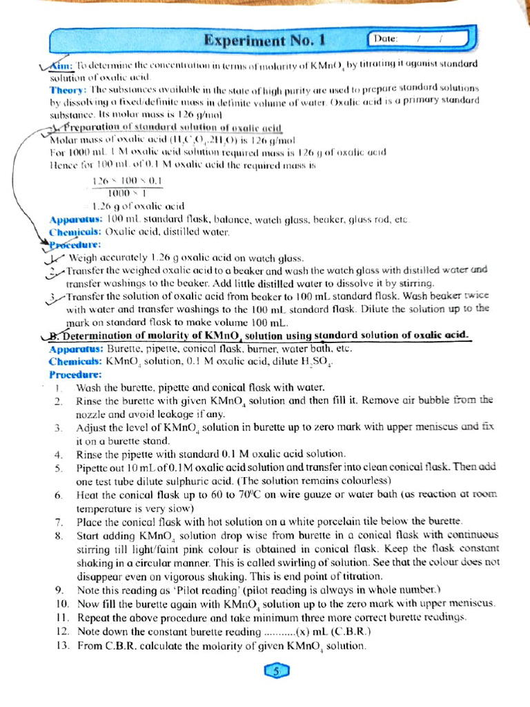 Volumetric Exp 1 | PDF | Titration | Teaching Methods & Materials