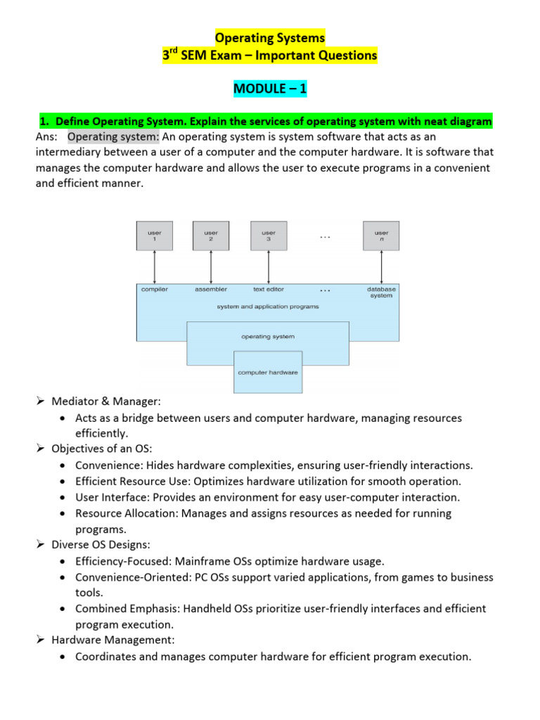 OS Important M-1 | PDF | Operating System | Process (Computing)