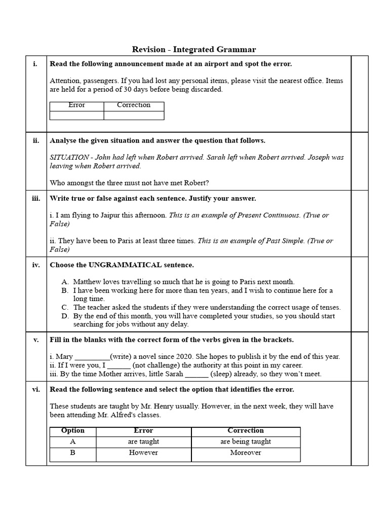Integrated Grammar Tenses VIII 03-09-2024 | PDF | Linguistic Morphology ...